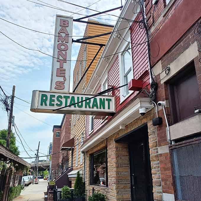 That vintage signage isn't trying to be retro, it just is, standing proud like a time capsule with really good pasta inside.