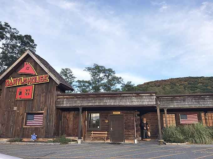 Rustic wooden shingles and American flags frame an entrance where great burgers meet even better live music every night.