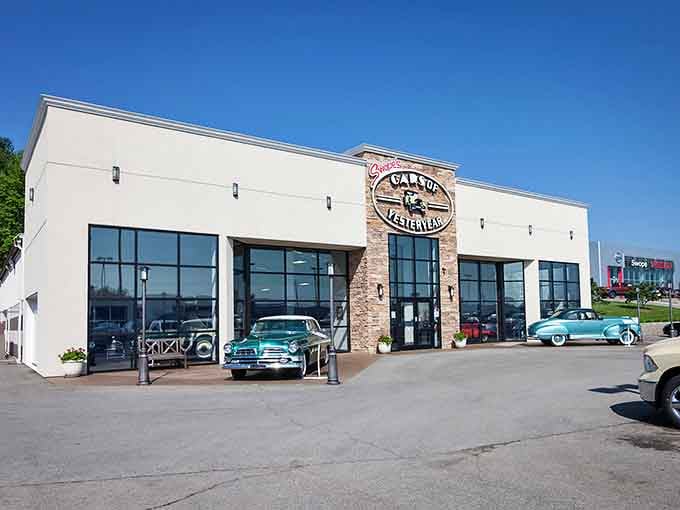That gleaming turquoise beauty out front isn't just decoration&mdash;it's a promise of the automotive treasures waiting inside.
