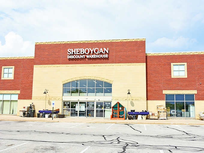 The arched entrance welcomes bargain hunters into a world where retail markups forgot to show up for work.