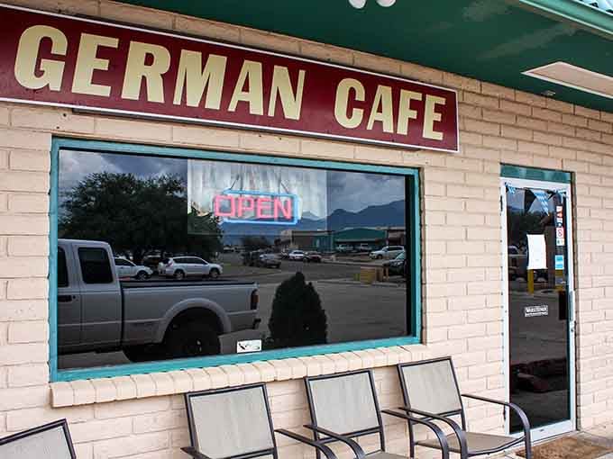 That adobe-style exterior hides some serious German culinary magic just waiting to transport your taste buds to Bavaria.