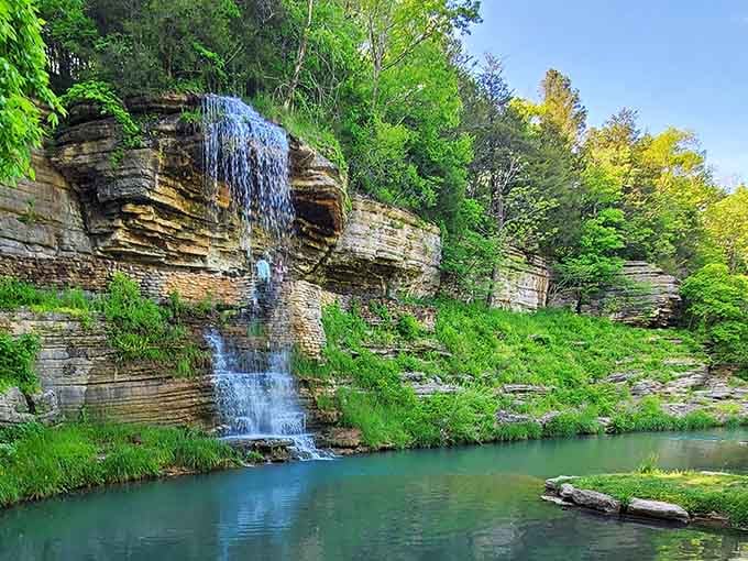 Mother Nature showing off her architectural skills with layered limestone and a waterfall that flows year-round.