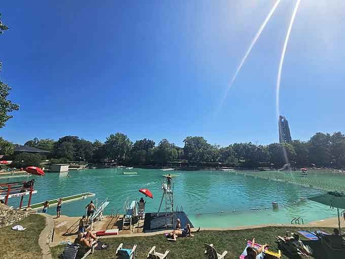 That turquoise water looks like the Caribbean decided to vacation in Illinois, and honestly, who could blame it?