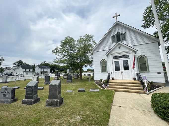 That little cross on top has watched over this building since the 1870s, first as church, now as keeper of town secrets.