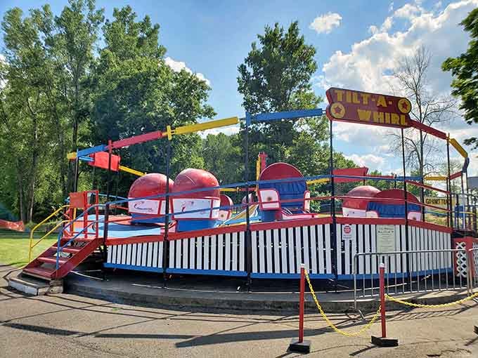 The Tilt-A-Whirl stands ready to spin you into delightful confusion, just like it did in 1950.
