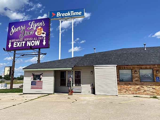 That purple sign isn't just advertising breakfast&mdash;it's making a promise that'll change your entire day.