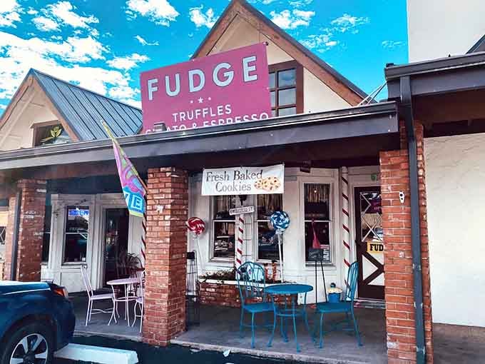 That pink sign isn't just advertising, it's making three promises that this shop absolutely delivers on.
