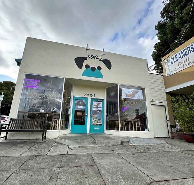 The turquoise door beckons like a portal to frozen happiness, where waffle meets ice cream in perfect harmony.