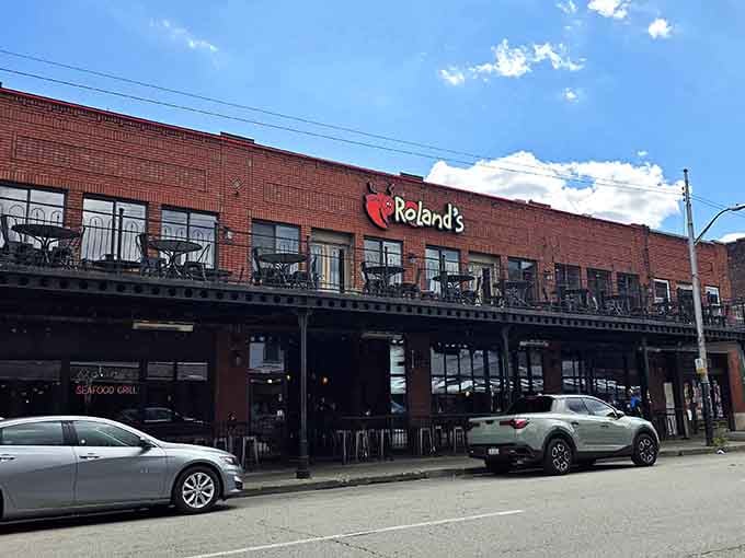 That red lobster sign beckons like a lighthouse guiding hungry sailors to shore in Pittsburgh's Strip District.
