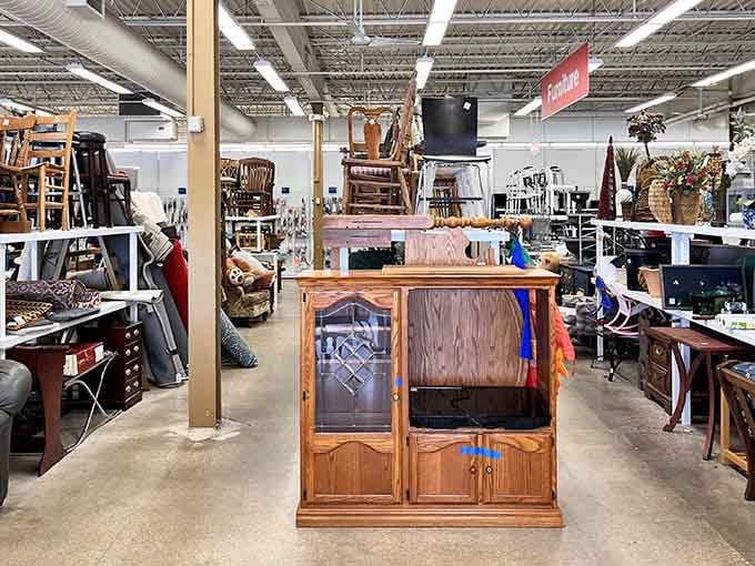 Furniture arranged like a home d&eacute;cor showroom, except everything's actually affordable and has its own mysterious backstory.