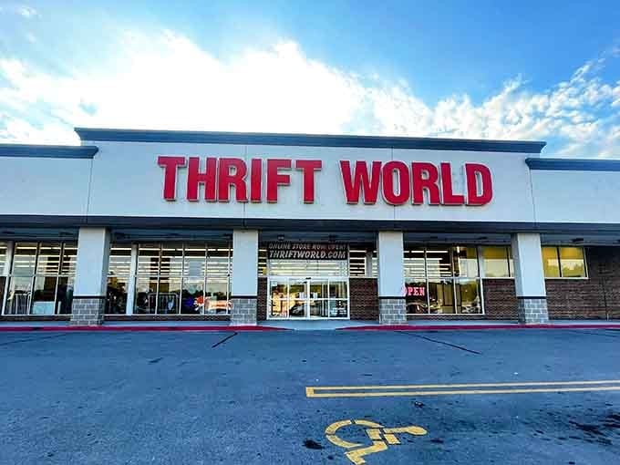 That bold red signage isn't messing around, it's practically shouting "treasures inside" from the parking lot.