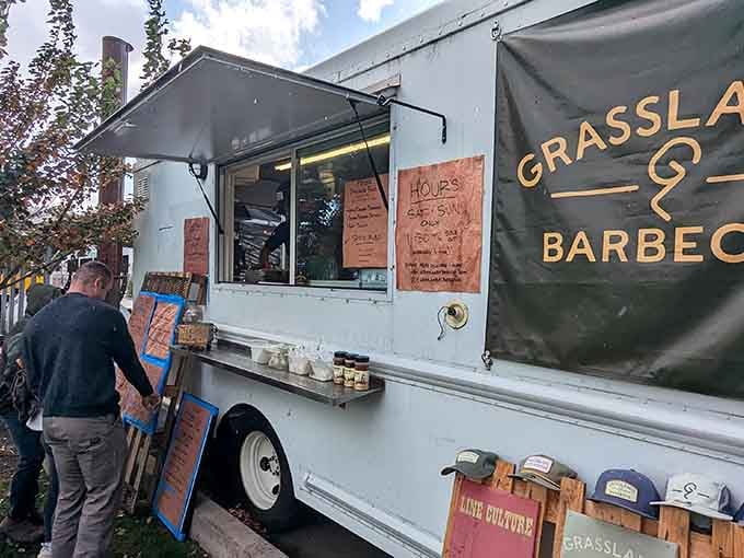 That white food truck on the lawn isn't just serving lunch, it's serving a masterclass in Texas barbecue.