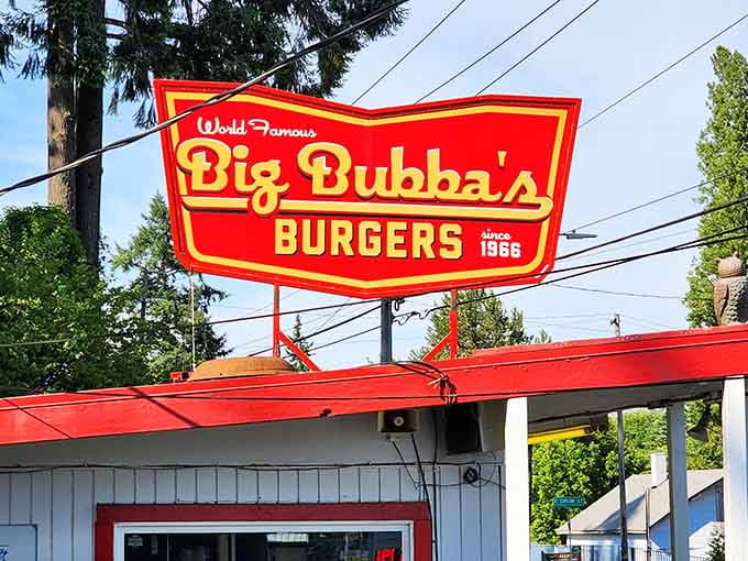 That red and yellow sign isn't lying when it says "World Famous" at this legendary roadside burger stand.