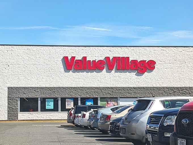 That bold red signage against the white exterior is like a beacon calling all bargain hunters to paradise.