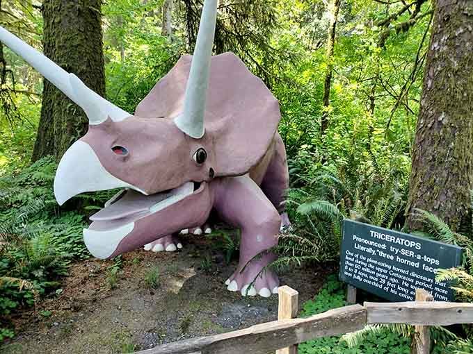 That pink Triceratops has more personality than most people you'll meet at brunch on Sunday morning.