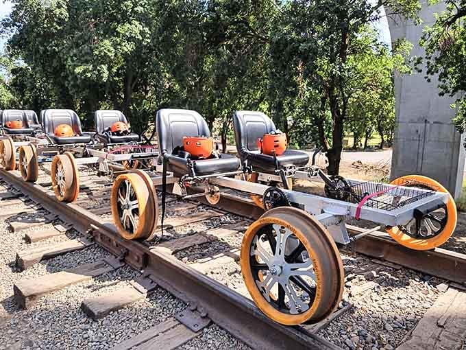 Those orange wheels aren't just for show; they're your ticket to one seriously unique California adventure.