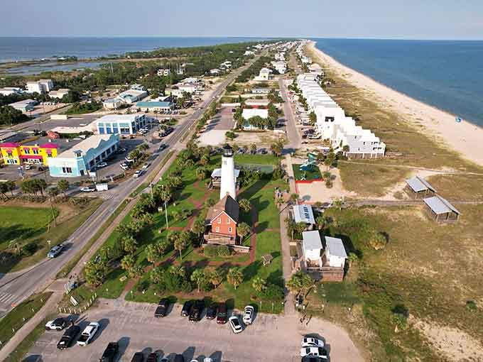 The lighthouse stands guard over this coastal gem like a proud parent watching their kid succeed.