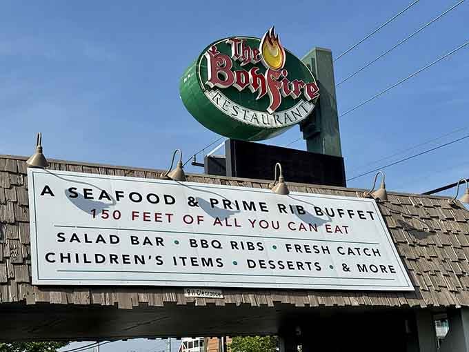 When a restaurant advertises 150 feet of buffet, you know they're not messing around with portion control.