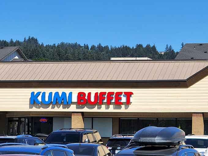 That bold blue and red signage isn't just announcing a restaurant &ndash; it's declaring a full-scale flavor invasion.