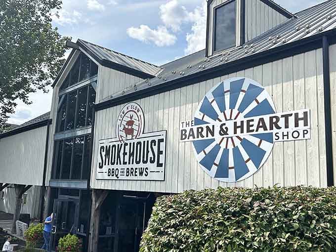 Look at that inviting entrance where the aroma of slow-smoked brisket greets you before you even open the door.