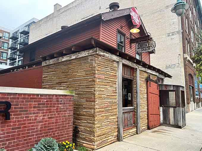 That weathered wood exterior isn't just for show; it's a promise that serious smoking happens here, low and slow, just like tradition demands.