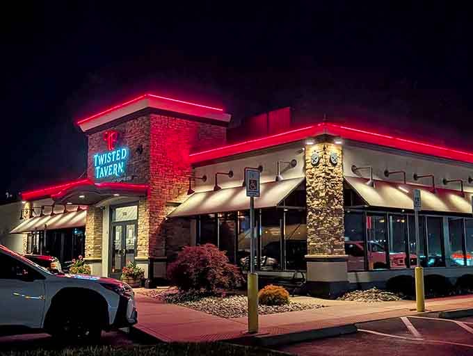 That red neon glow at night isn't just atmosphere, it's a beacon calling you to Missouri's best brisket.