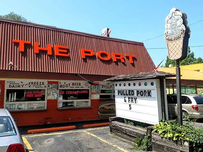 That orange exterior isn't whispering its presence, it's announcing that something delicious is about to happen here.