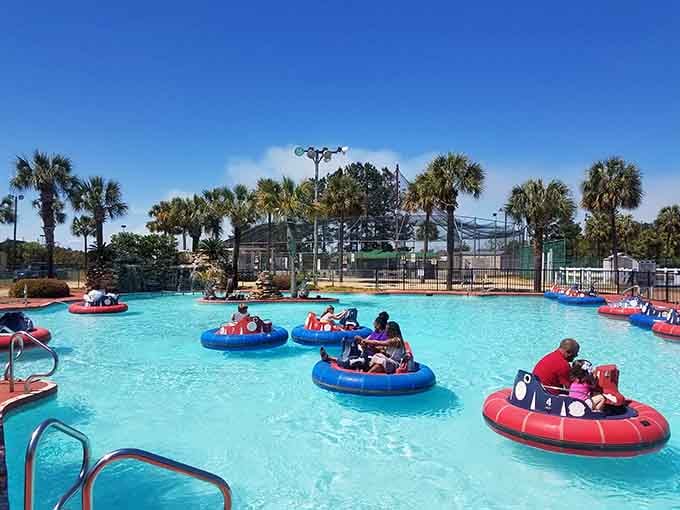 Nothing says "family bonding" quite like ramming into each other at three miles per hour in floating bumper boats.