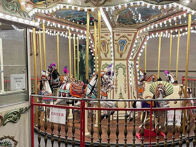 That ornate carousel isn't just spinning, it's practically begging you to relive your childhood glory days.