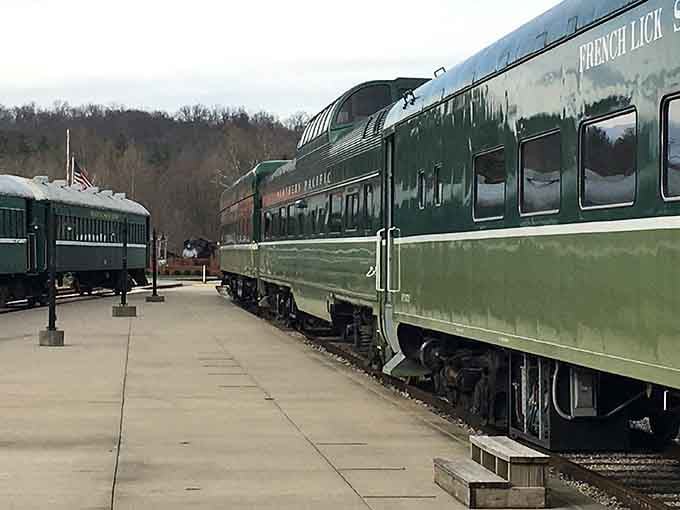 That distinctive green and cream locomotive isn't just for show &ndash; it's your ticket to Indiana's most scenic adventure.