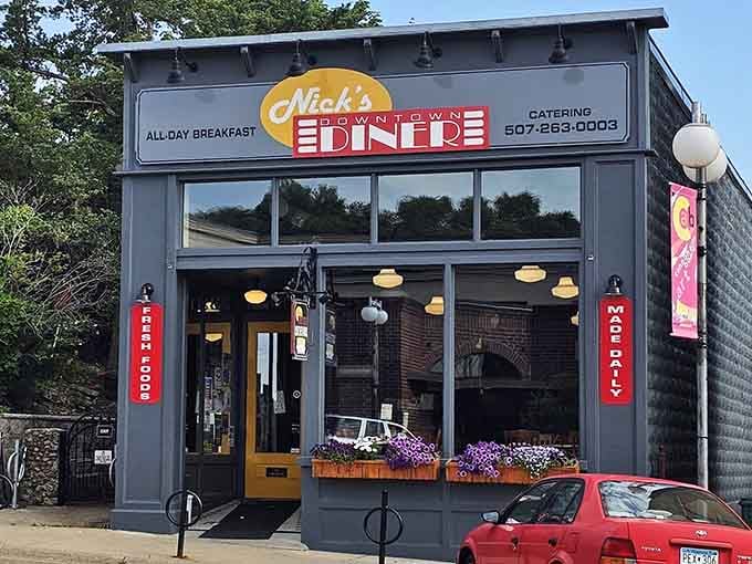That classic diner facade isn't just for show—it's a promise of the good stuff waiting inside for you.