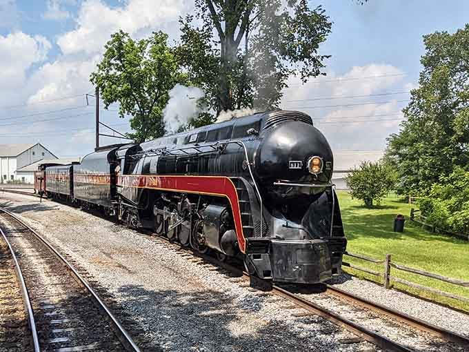 That gleaming black locomotive isn't just for show, it's a working steam engine ready to transport you back in time.