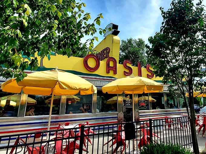 When your diner looks this cheerful, you know the coffee inside is strong and the hash browns are crispy.