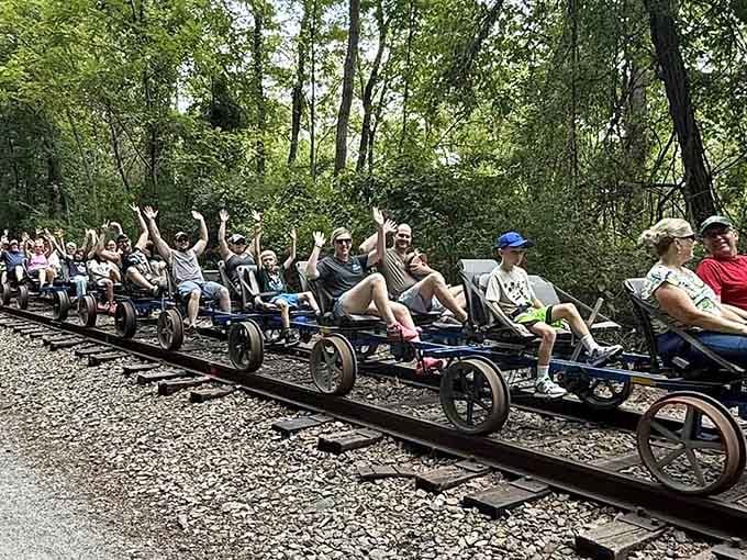 Hands up if you're having the time of your life! Rail biking turns strangers into friends, one pedal at a time.