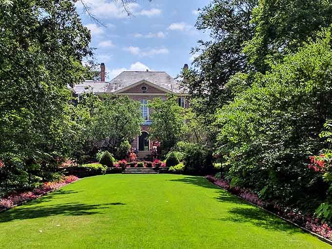 The stunning French Provincial mansion sits majestically at the heart of the estate, framed by mature trees and perfectly manicured lawns that look incredible year-round.