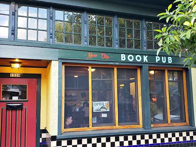 The charming storefront that whispers "come in, stay awhile" with its checkered tile and welcoming windows full of promise.