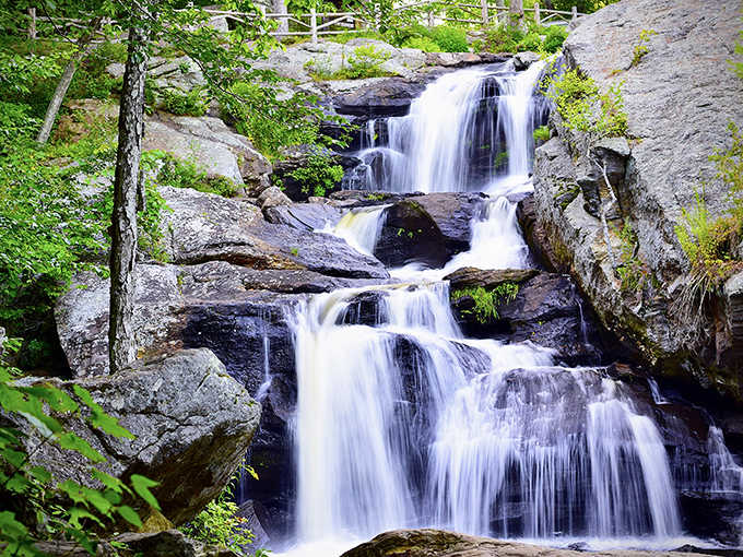Nature's own multi-level masterpiece, where water takes the scenic route down instead of the express lane.