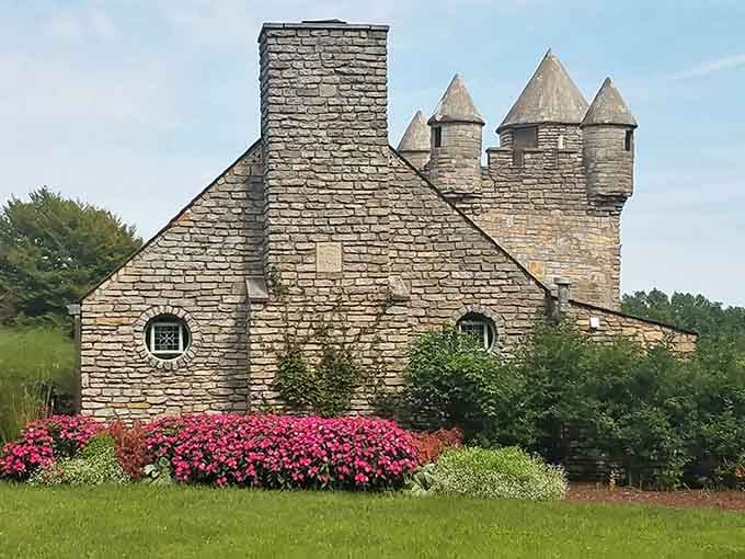 That castle isn't a mirage brought on by too much bourbon, it's the real deal at Yew Dell.