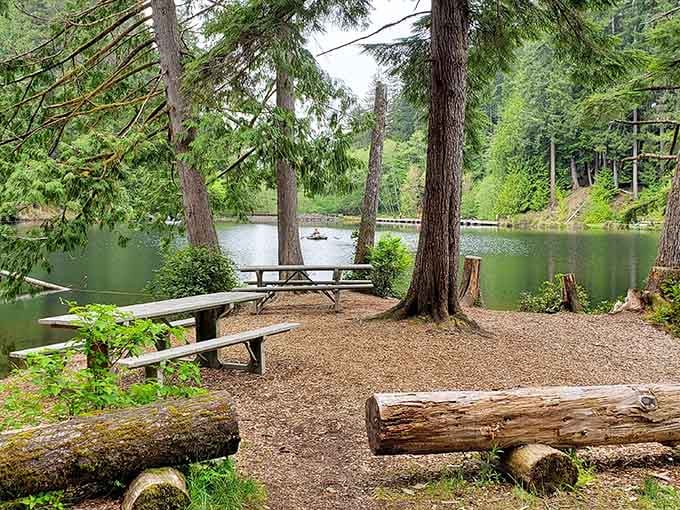 Your own private waterfront property awaits, complete with towering sentinels and that peaceful Pacific Northwest vibe you've been craving.