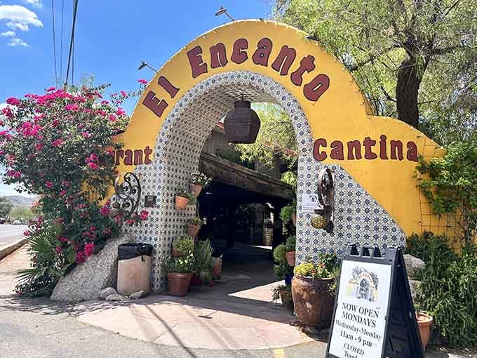 That yellow archway isn't just an entrance, it's a portal to enchilada enlightenment you didn't know you needed.
