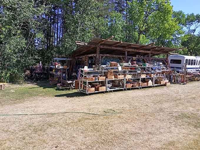 This covered vendor area proves that serious antiquing requires serious shade, because heatstroke won't help your negotiating skills.