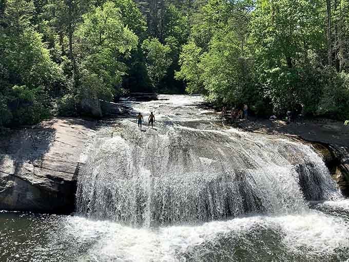 Turtleback Falls lives up to its name with that gorgeous curved rock face creating nature's own water park.