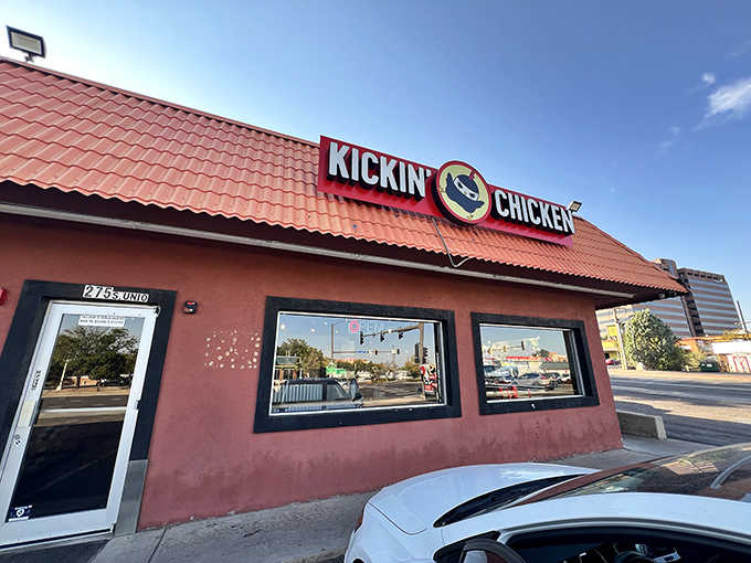 That cheerful chicken in sunglasses knows something you don't: the best fried chicken in Colorado is right here.