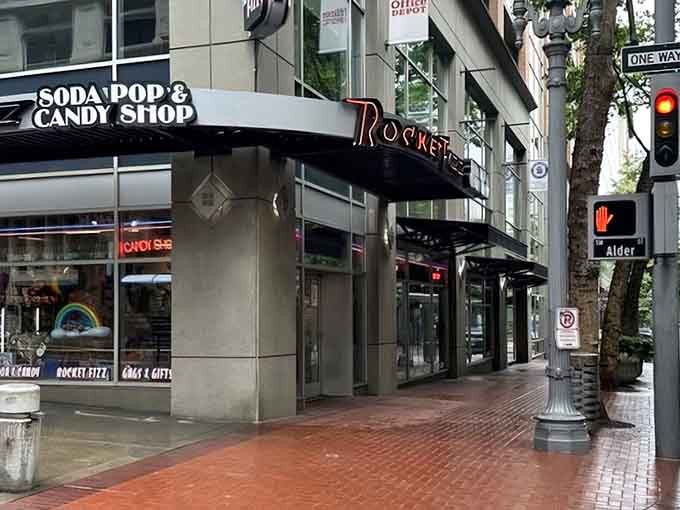 Corner store meets candy wonderland in downtown Portland, where sugar dreams become fizzy reality.