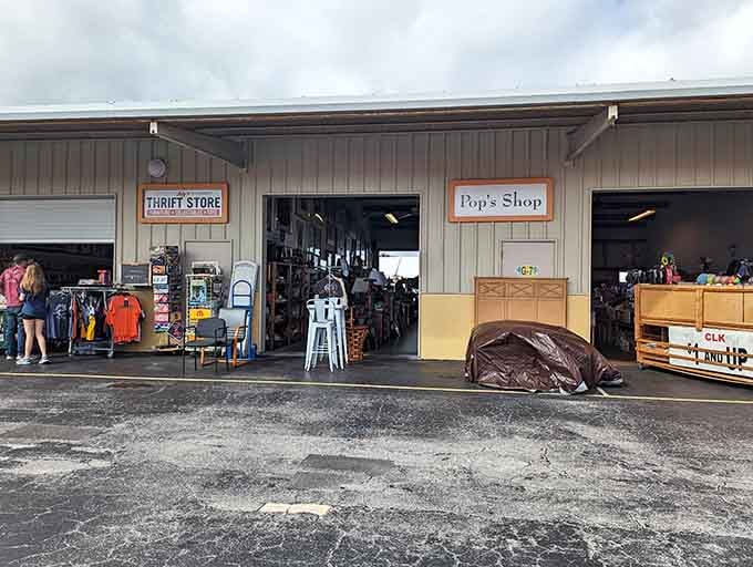 The unassuming exterior hides a treasure trove where your shopping adventure begins and your wallet stays happy.