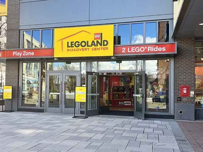 Those glass doors are the gateway to a world where everything awesome is made of plastic bricks.