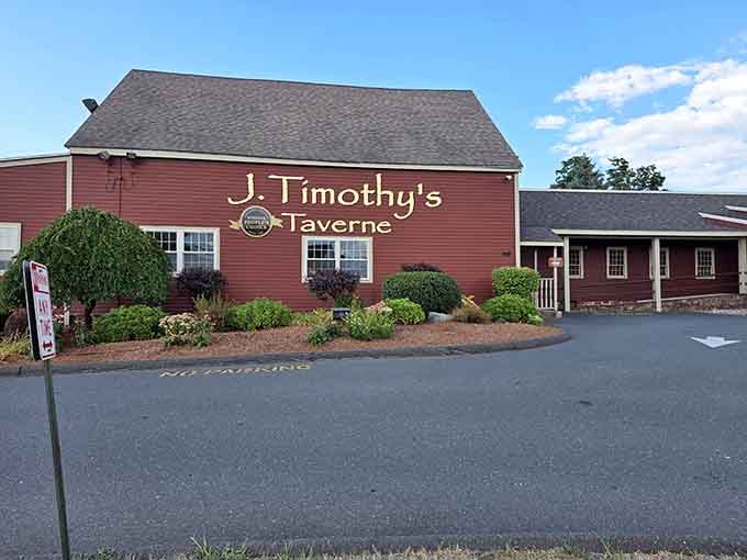 That red barn exterior isn't fooling anyone - inside lies Connecticut's wing paradise waiting to be discovered.