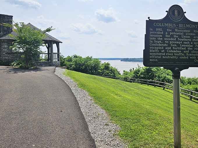 History meets tranquility where Confederate earthworks now cradle picnic tables and river views instead of cannons.