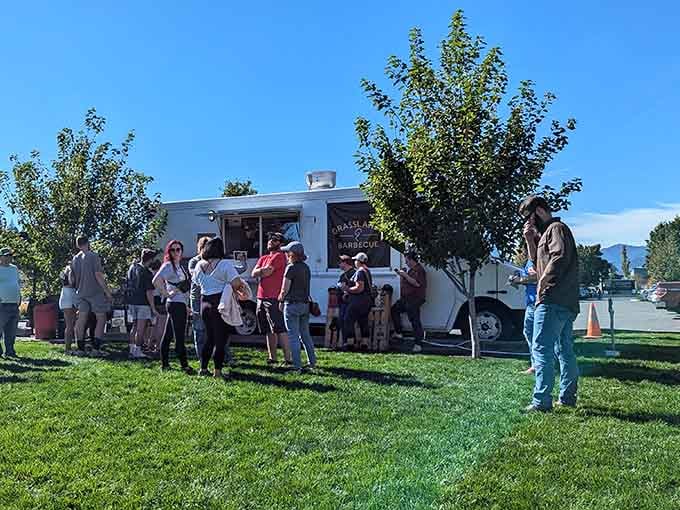 That white food truck on the lawn isn't just serving lunch, it's serving a masterclass in Texas barbecue.