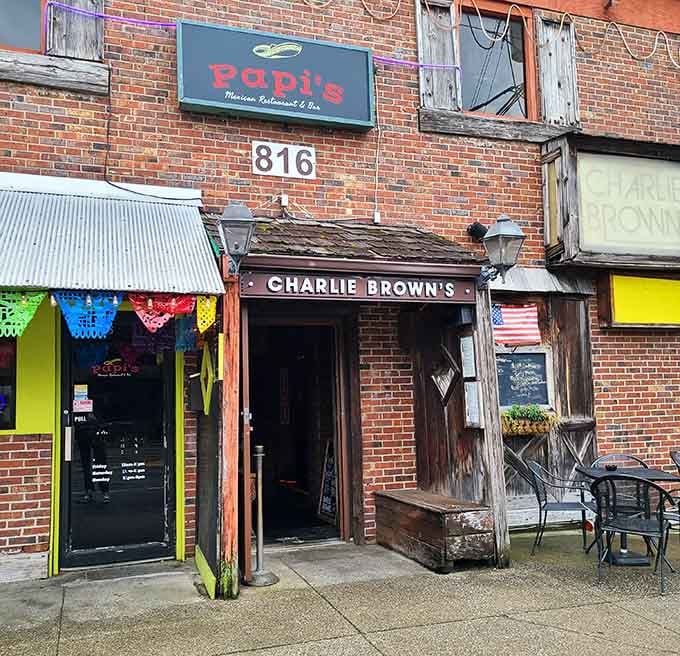 That weathered wooden entrance isn't trying to look vintage, it just is, and that authenticity is everything.